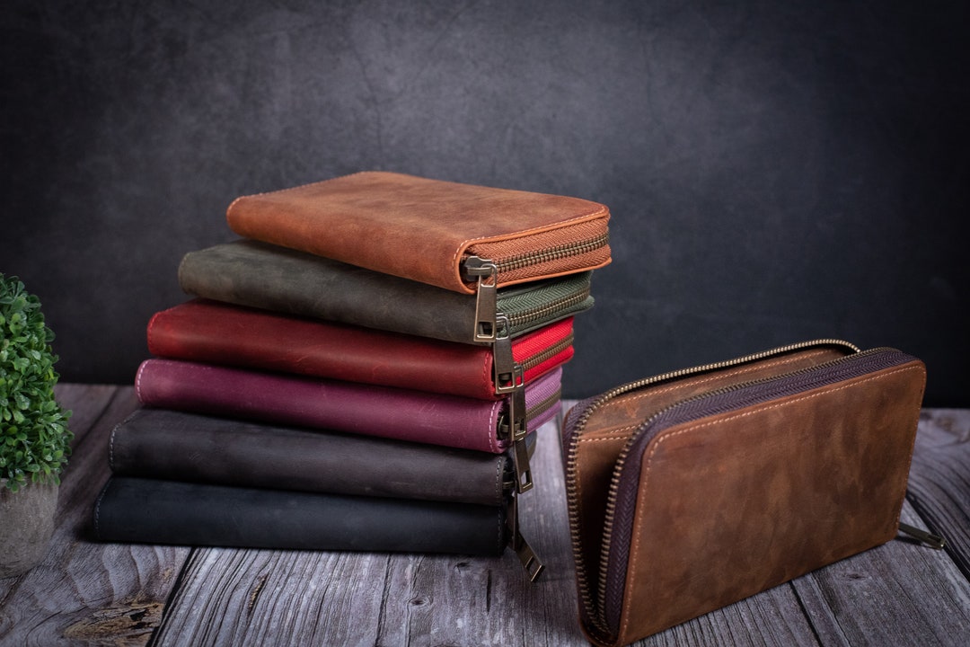 Zipper Wallet Women Personalized Gift for Her Full Grain Handmade ...