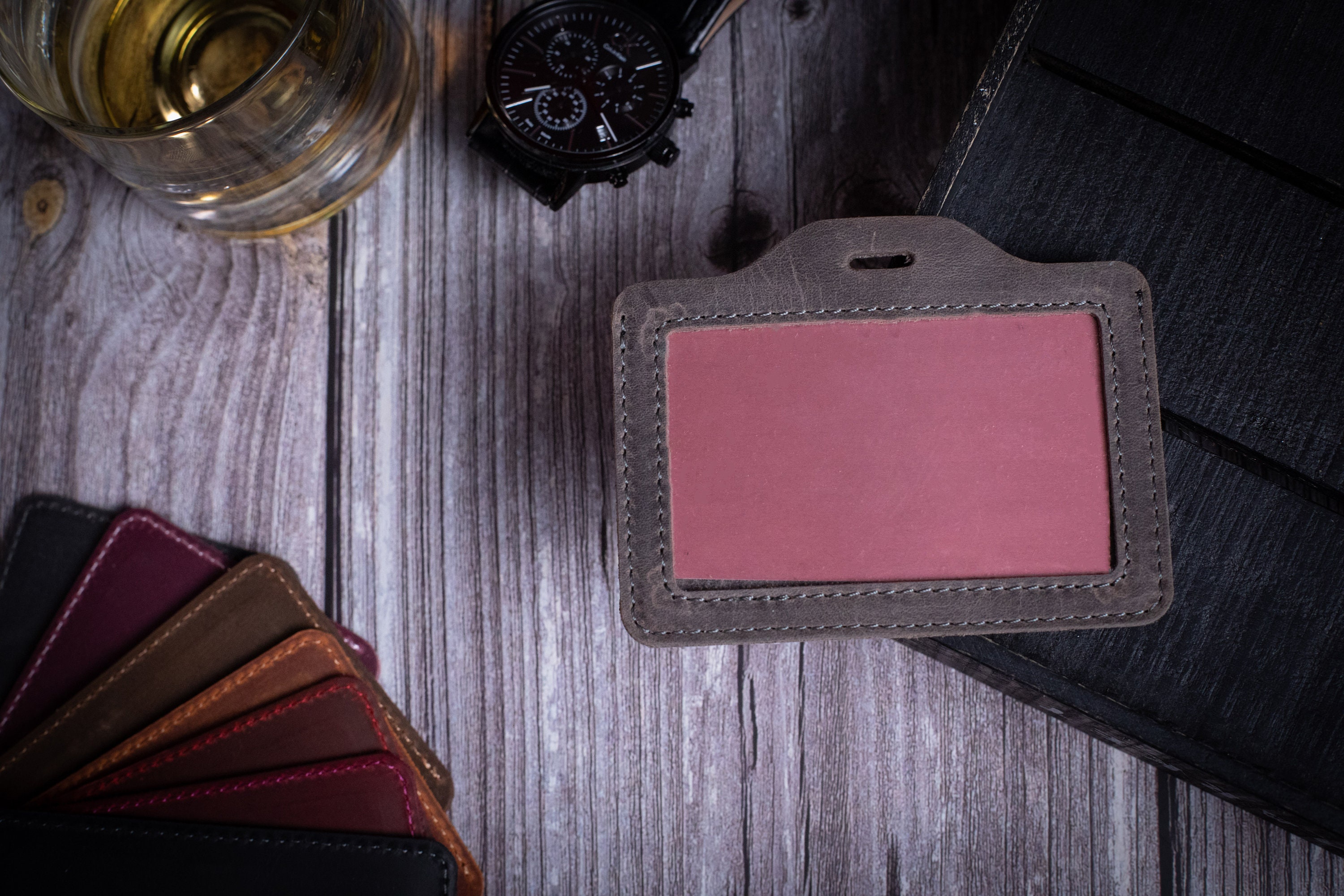 Personalized Engraved Leather ID Card Holder Handmade Leather Badge ...