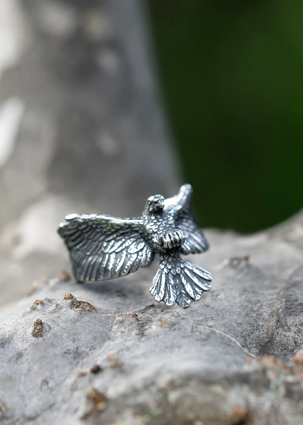 Eagle Flying Ring, Stainless Steel Engraved Bird Ring, Metal Unique ...