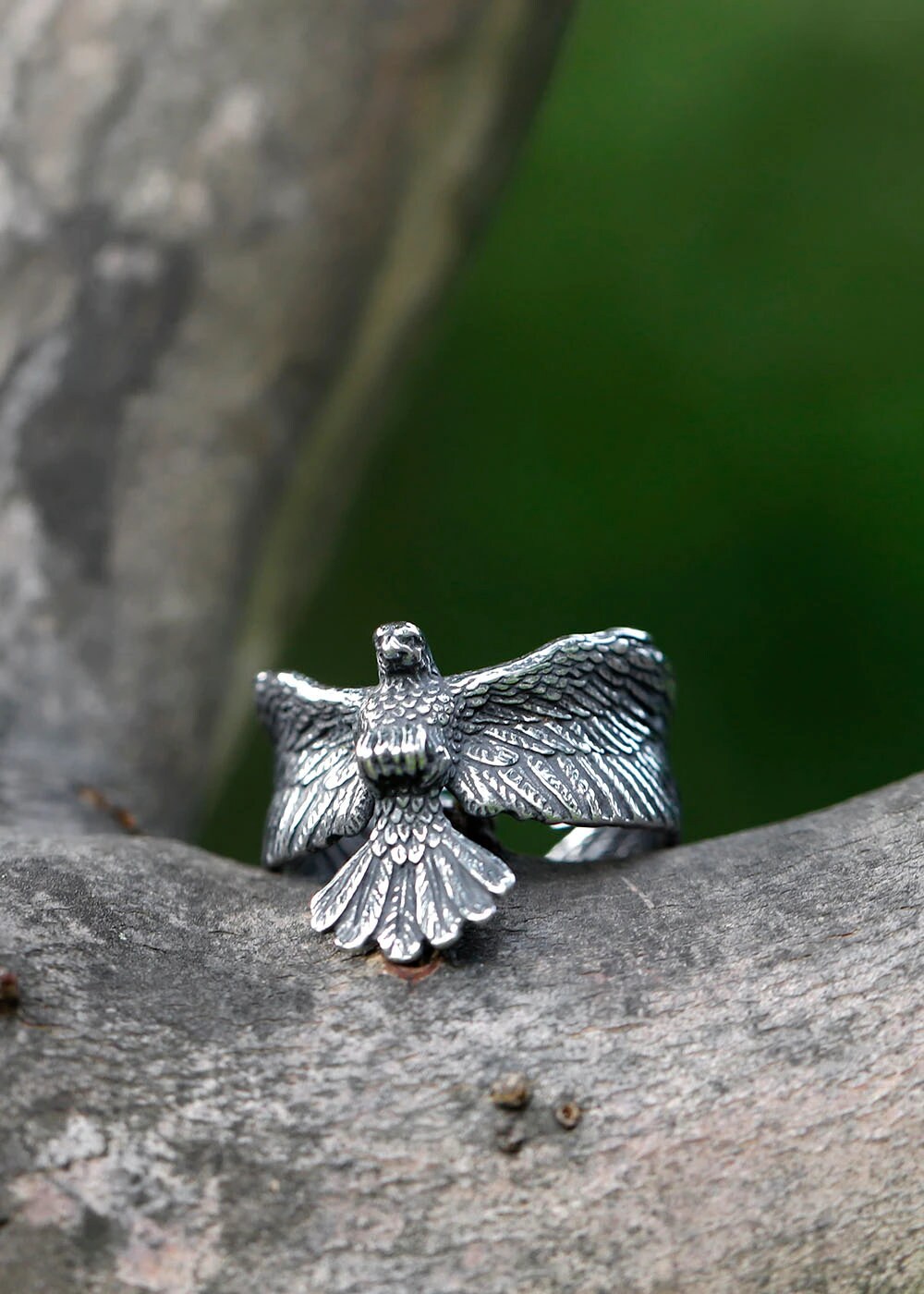 Eagle Flying Ring, Stainless Steel Engraved Bird Ring, Metal Unique ...