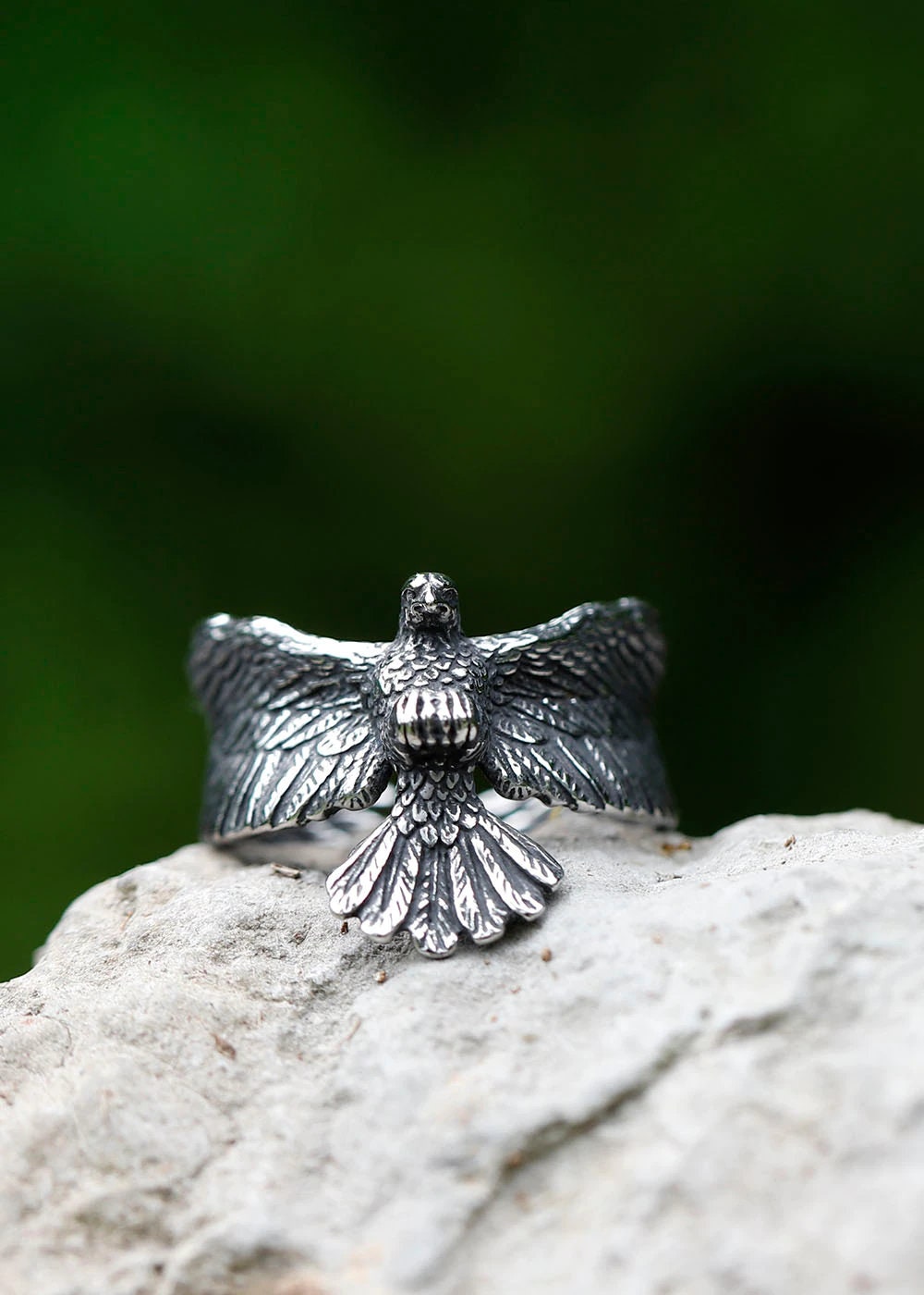 Eagle Flying Ring, Stainless Steel Engraved Bird Ring, Metal Unique ...
