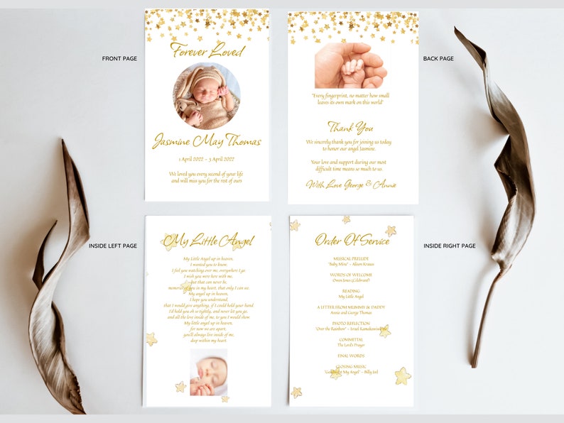 Child or Baby Funeral Program, Child or Baby Order of Service, Girl ...