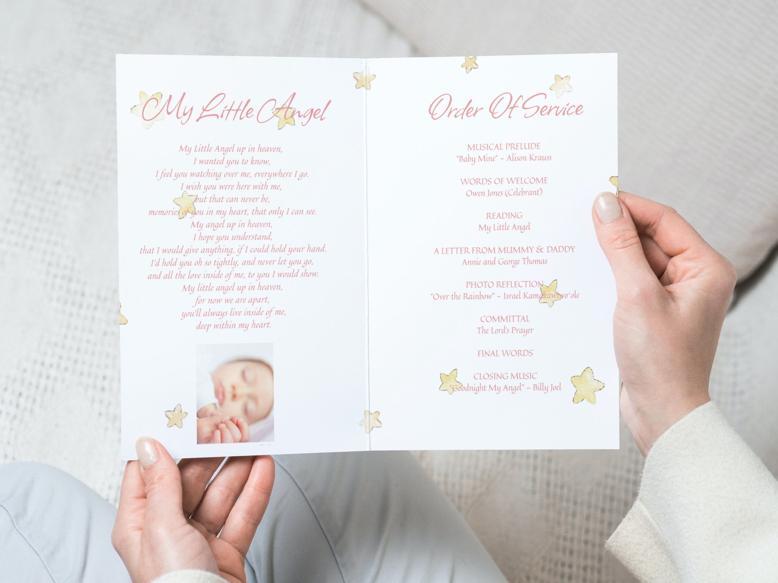 Child or Baby Funeral Program, Child or Baby Order of Service, Girl ...