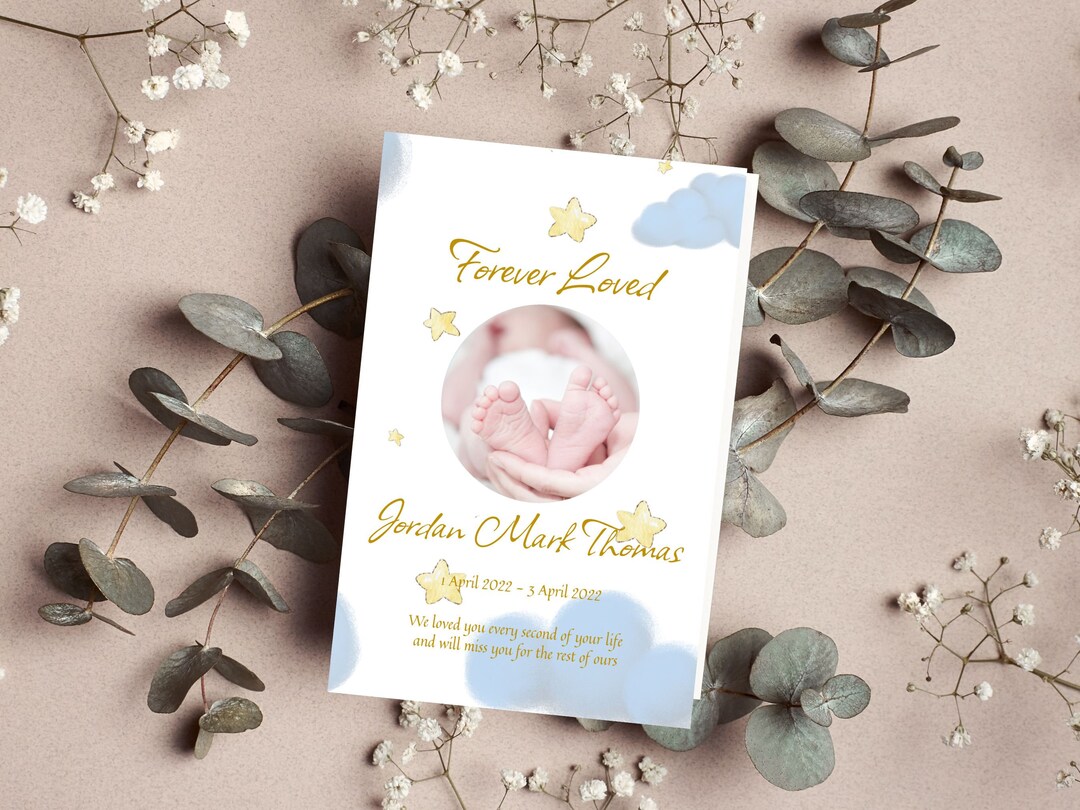 Child or Baby Funeral Program, Child or Baby Order of Service, Boy ...