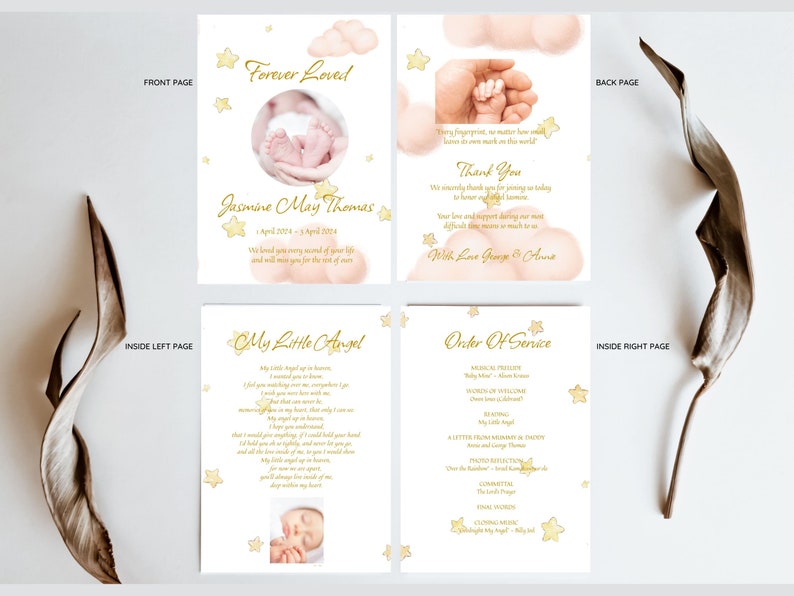 Child or Baby Funeral Program, Child or Baby Order of Service, Girl ...