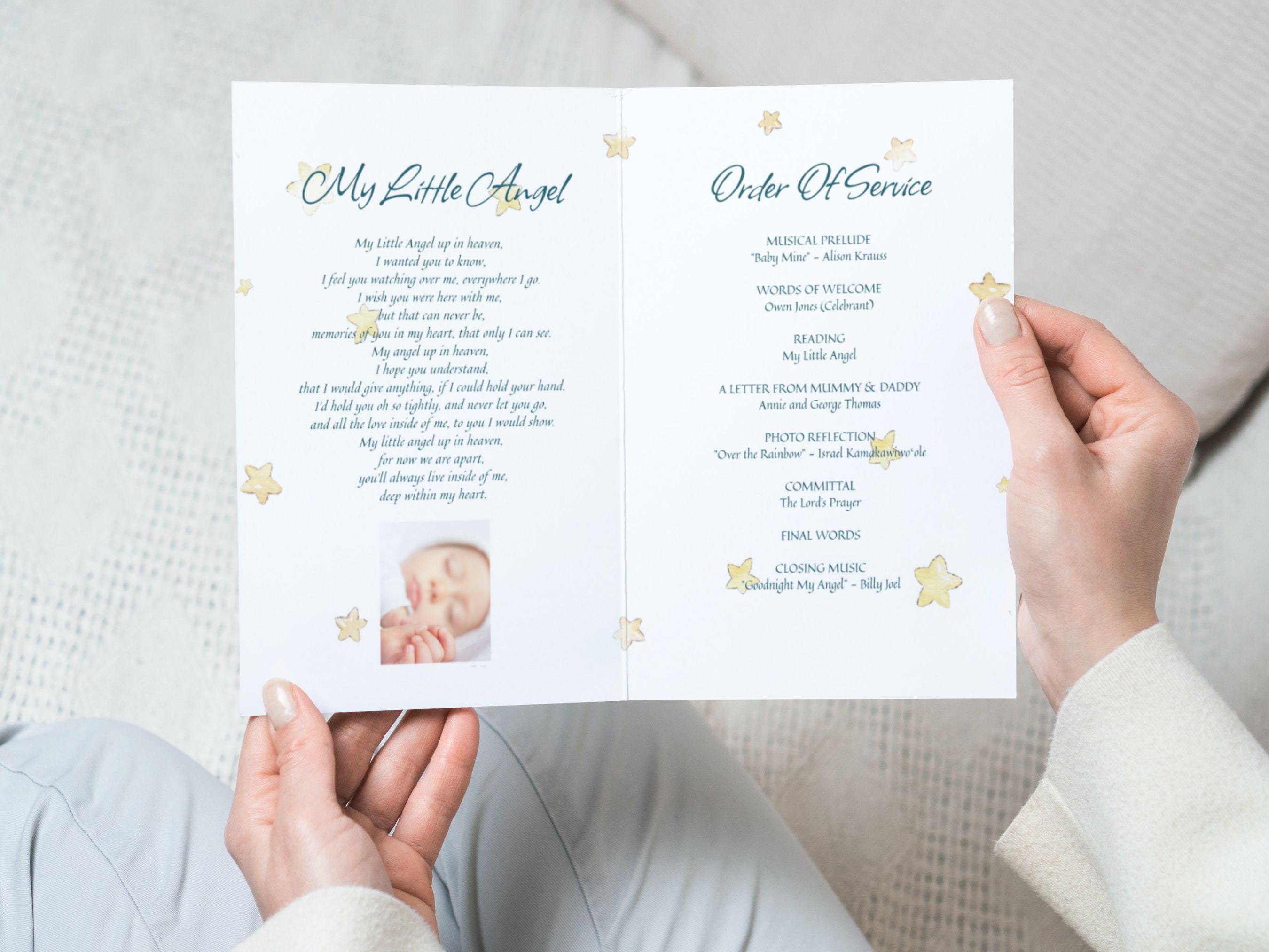 Child or Baby Funeral Program, Child or Baby Order of Service, Boy ...