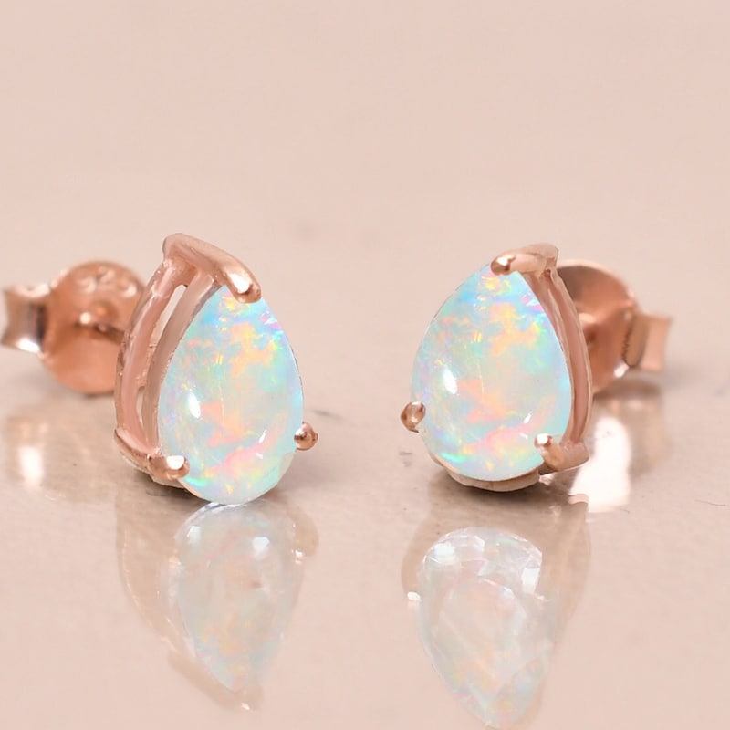 Opal Stud Earrings - Etsy