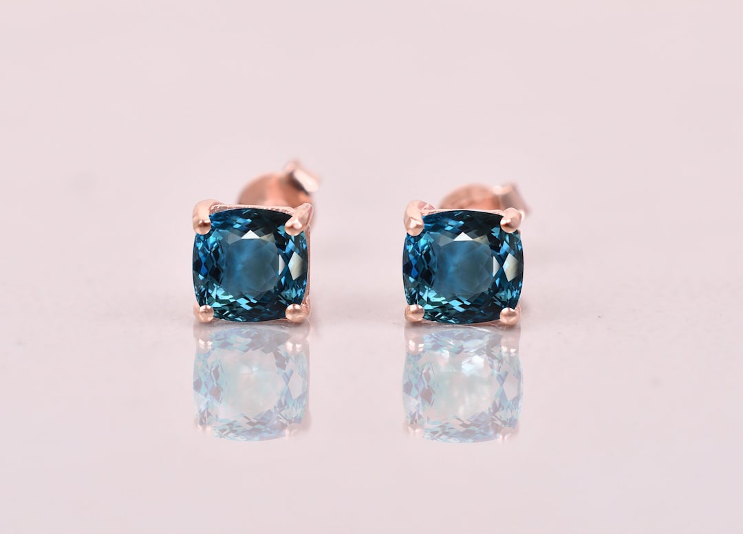 London Blue Topaz Stud Earring, Everyday Earring, Dainty Women's Studs ...