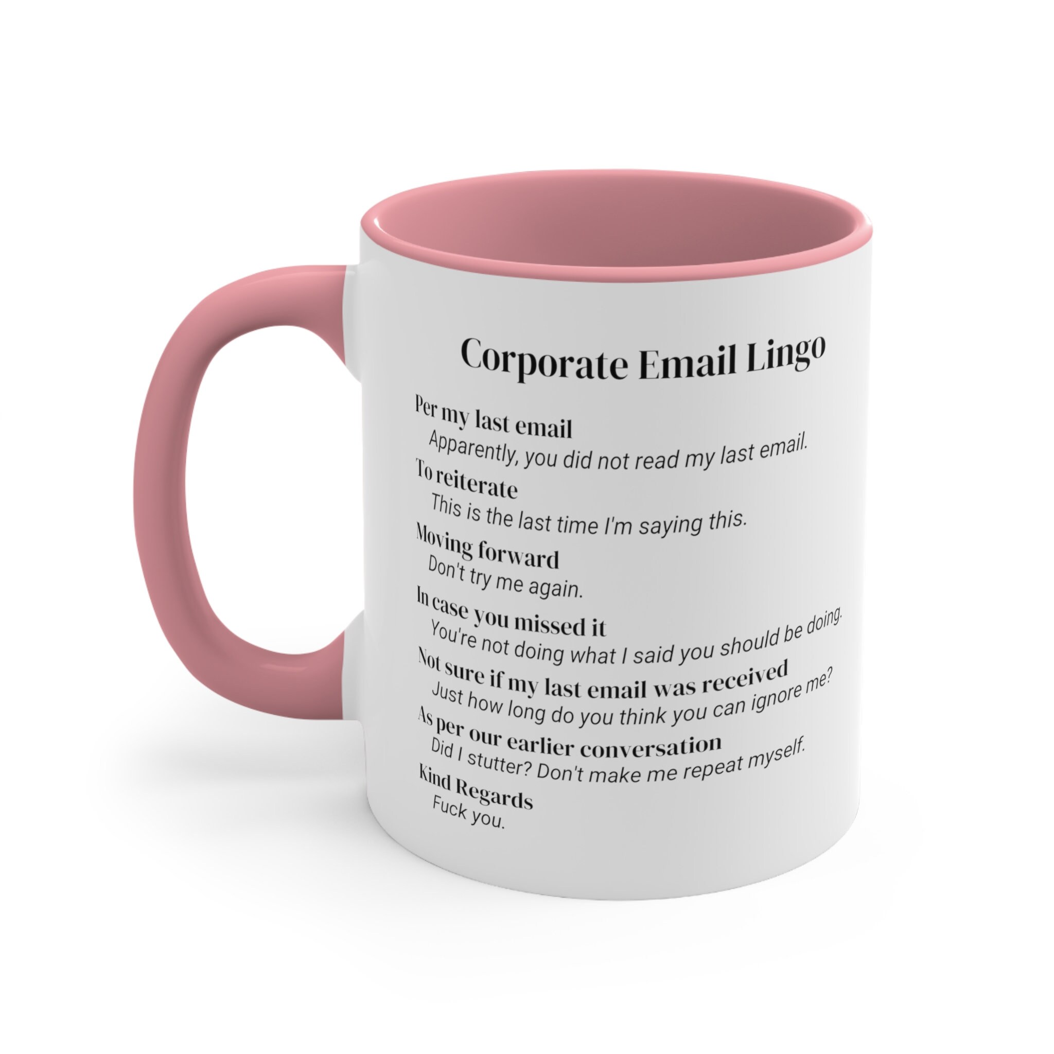 Corporate Email Lingo Mug, per My Last Email Mug, Office Humor Mug ...