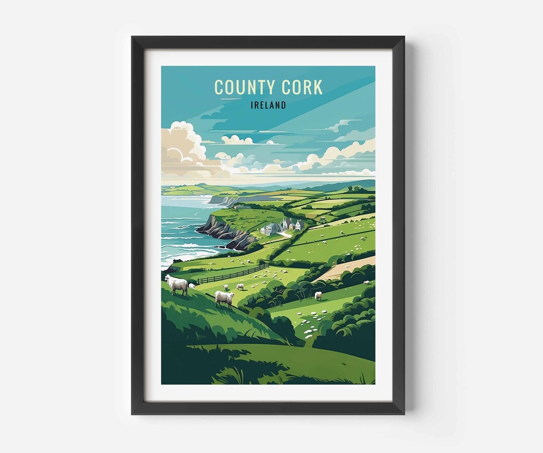 County Cork Print, Ireland Poster, Cork Illustration, Travel Poster - Etsy
