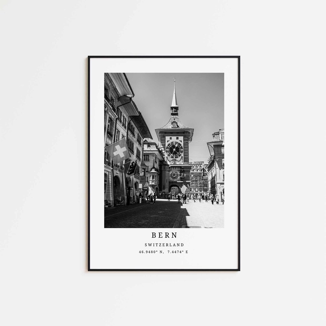 Bern Print, Black and White Poster, Bern Poster, Switzerland Poster ...