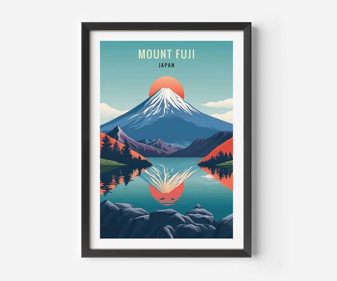 Mount Fuji Print, Mount Fuji Poster, Mt Fuji Illustration, Travel ...