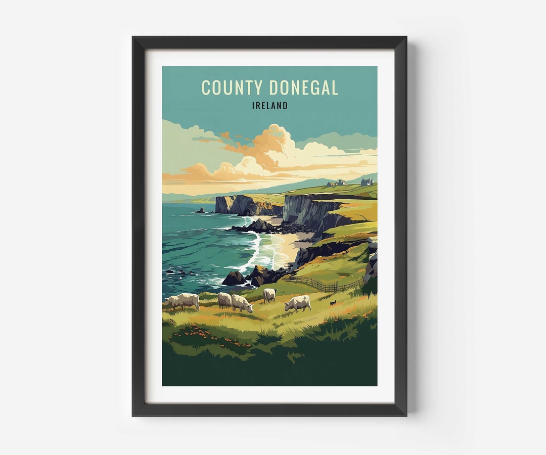County Donegal Print, Ireland Poster, Donegal Illustration, Travel ...