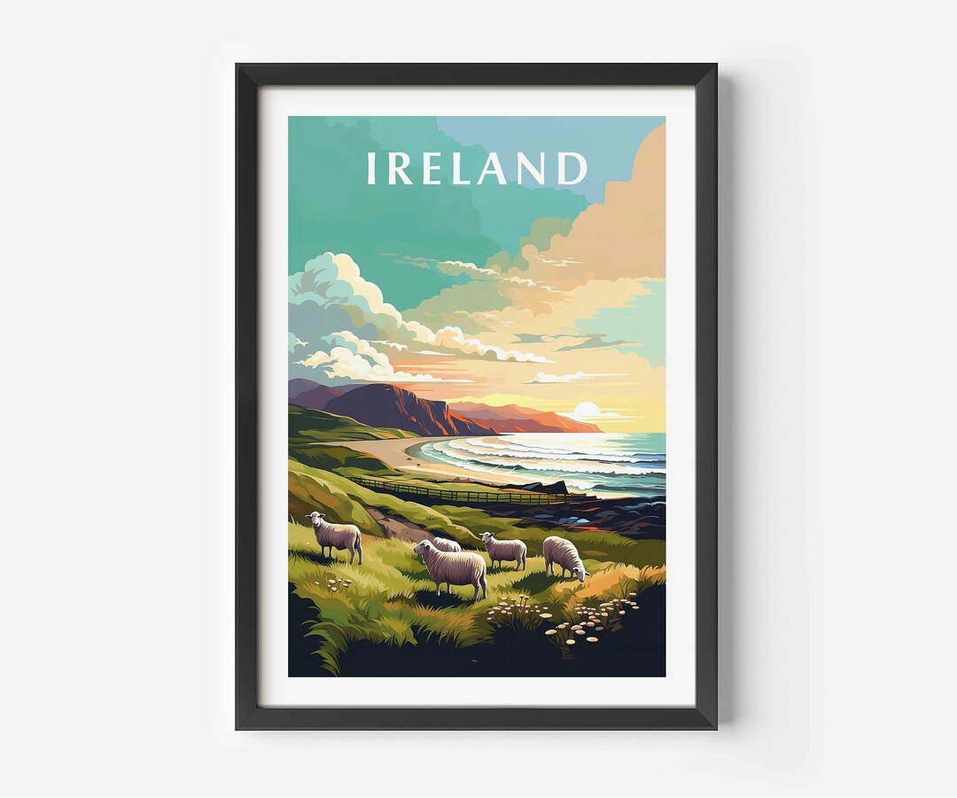 Ireland Travel Poster: Irish Landscape Art Print - Etsy