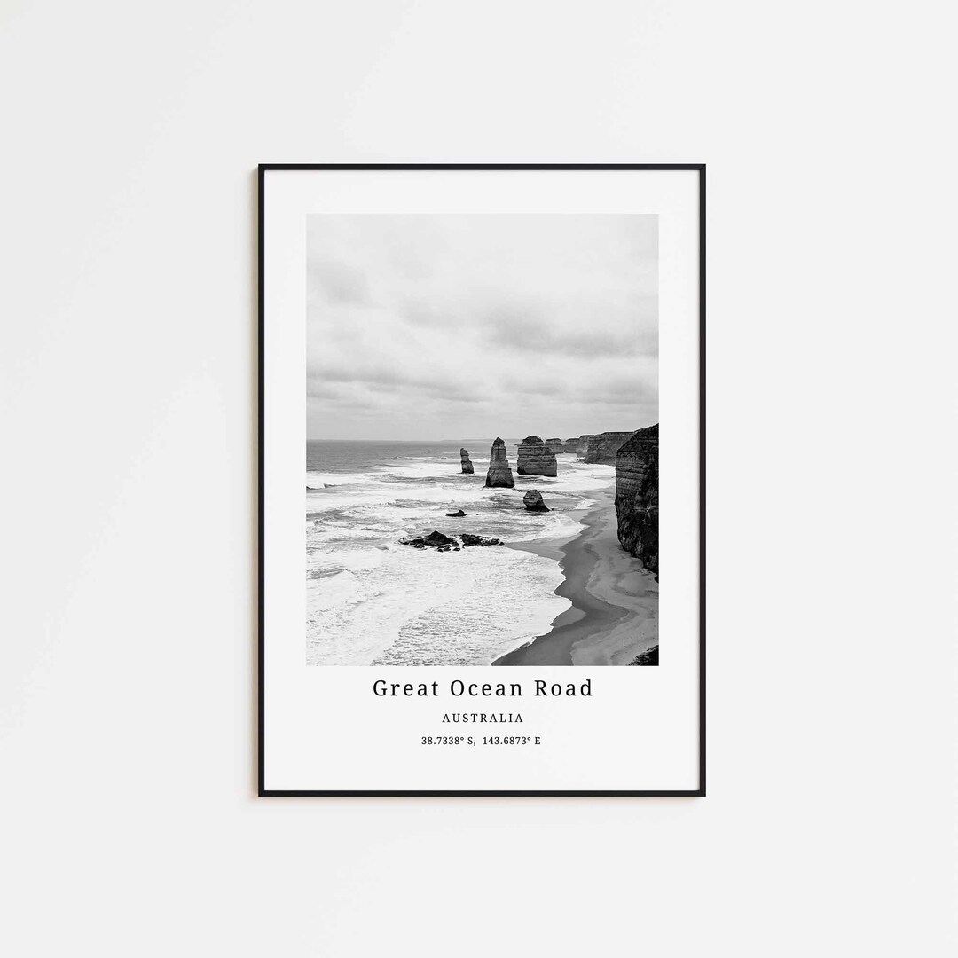 Great Ocean Road Print, Black and White Poster, Australia Wall Art ...
