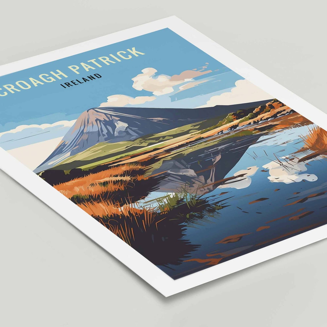 Croagh Patrick Print, Ireland Poster, County Mayo Poster, Croagh ...