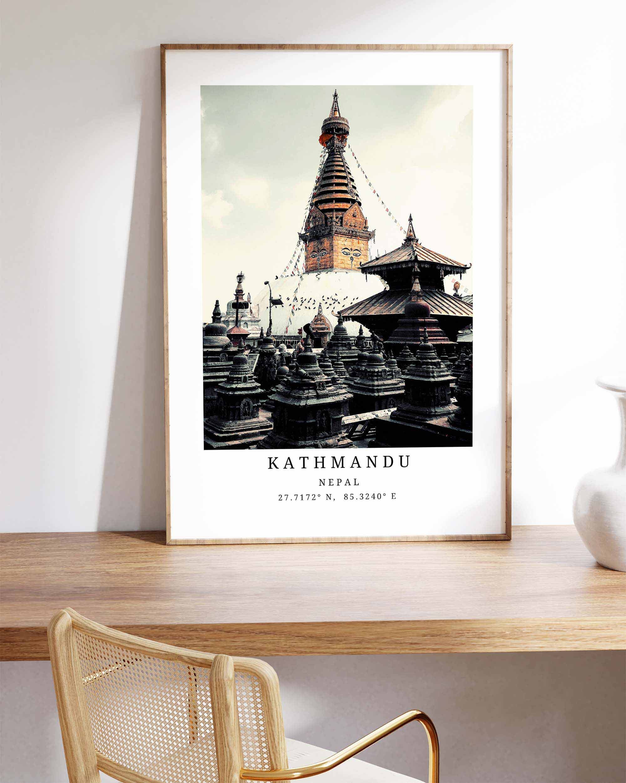 Kathmandu Print, Kathmandu Poster, Kathmandu Stupa, Nepal Travel Poster ...