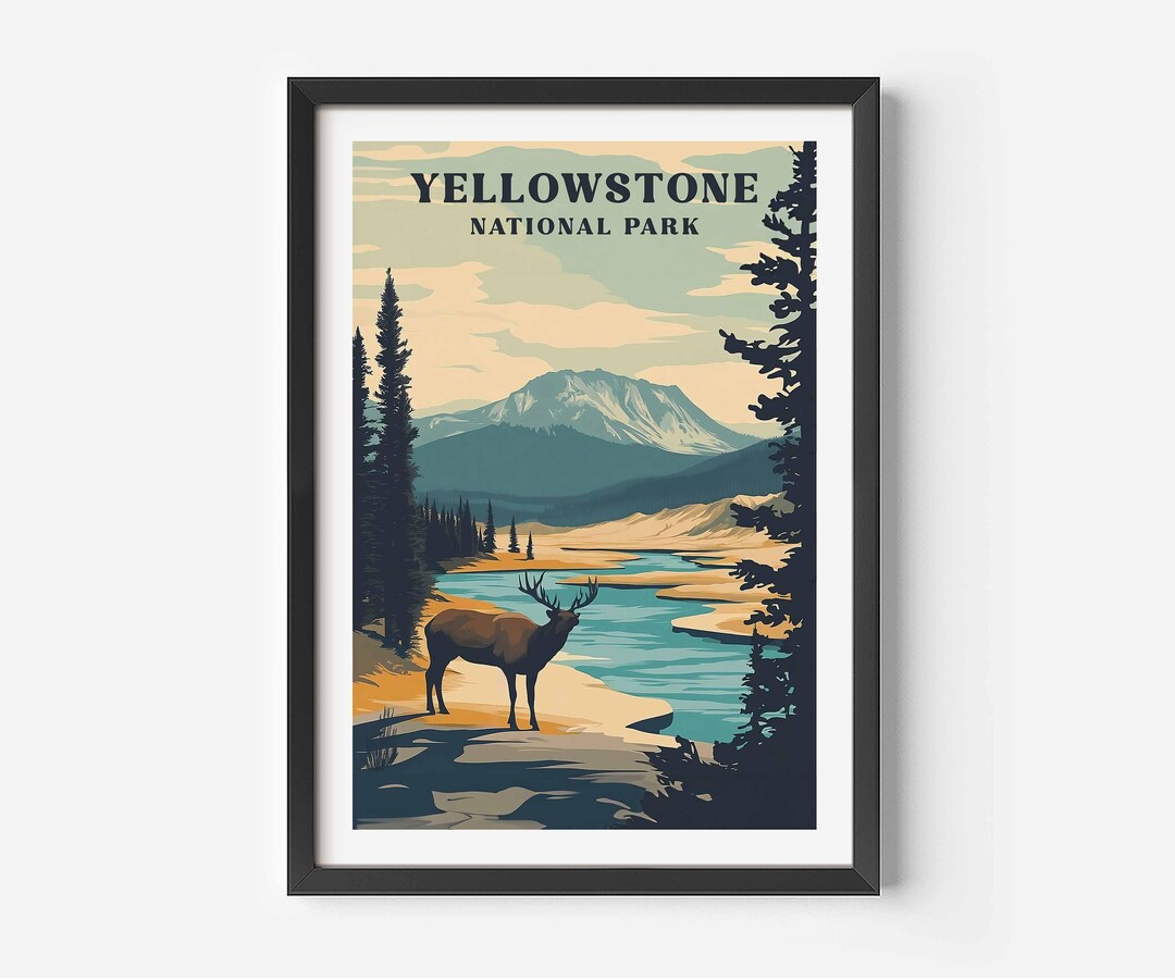 Yellowstone Print, Yellowstone National Park Poster, Retro Travel ...