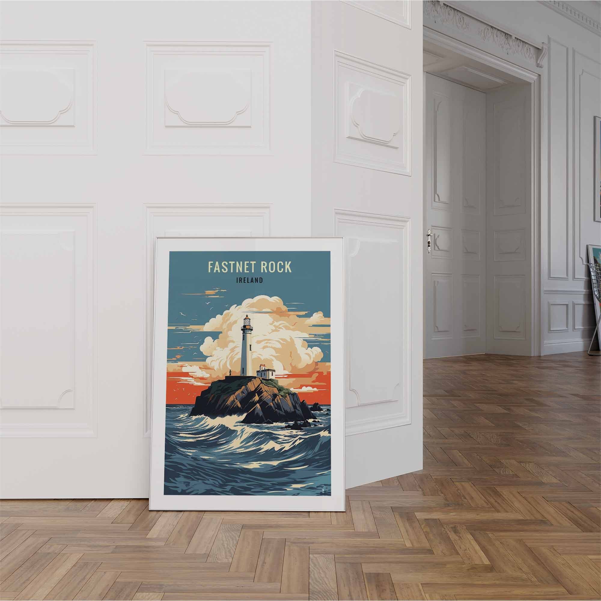 Fastnet Rock Print, Ireland Poster, Fastnet Lighthouse Illustration ...