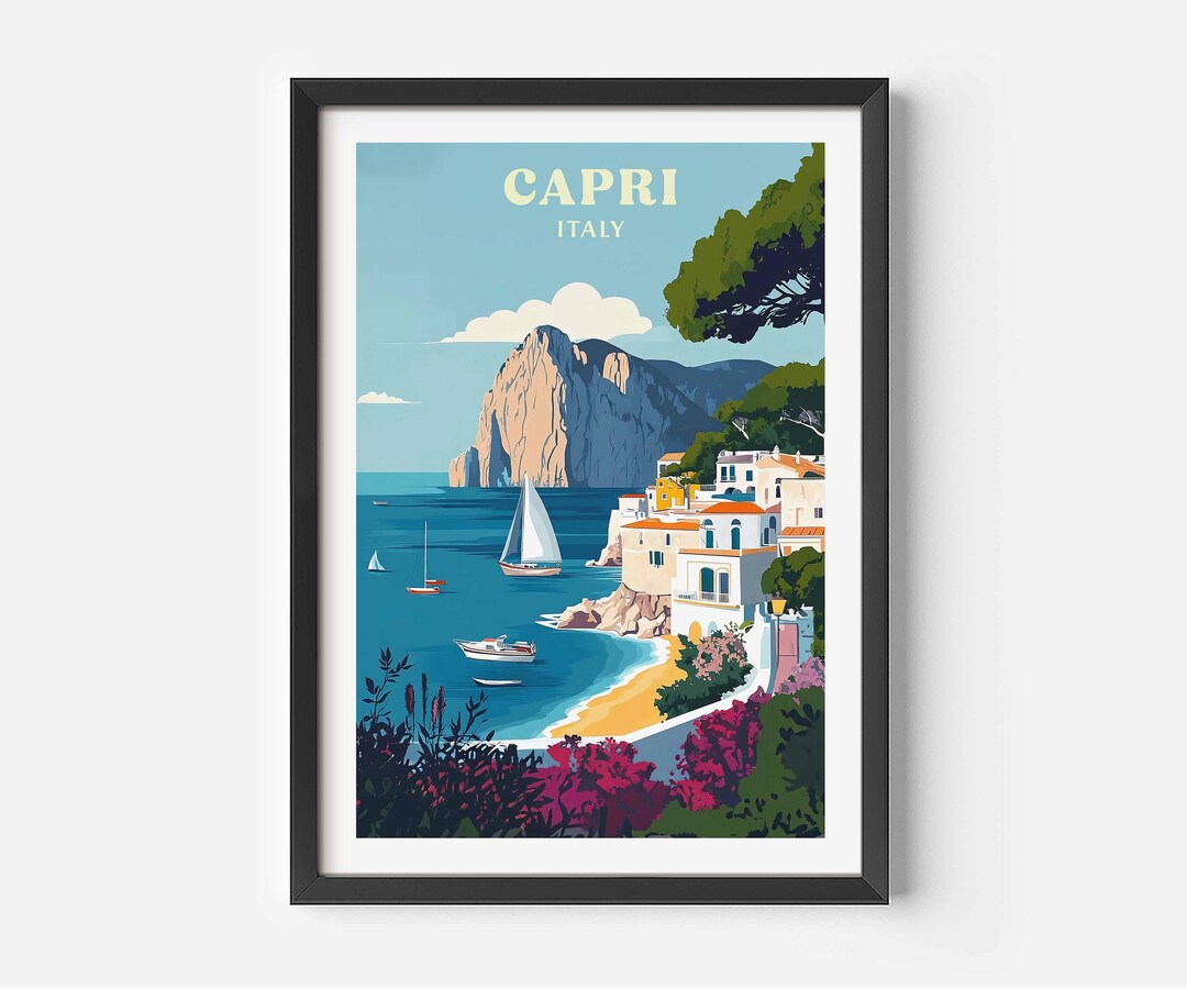 Capri Print, Italy Poster, Retro Travel Poster, Capri Wall Art, Travel ...