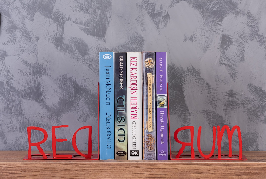 Redrum Crime Novel Bookend Metal Book Holder, Horror Bookends ...