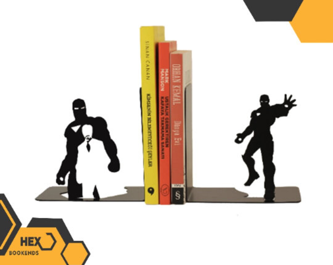 Iron Man Super Hero Bookend Metal Book Holder Story Bookends - Etsy