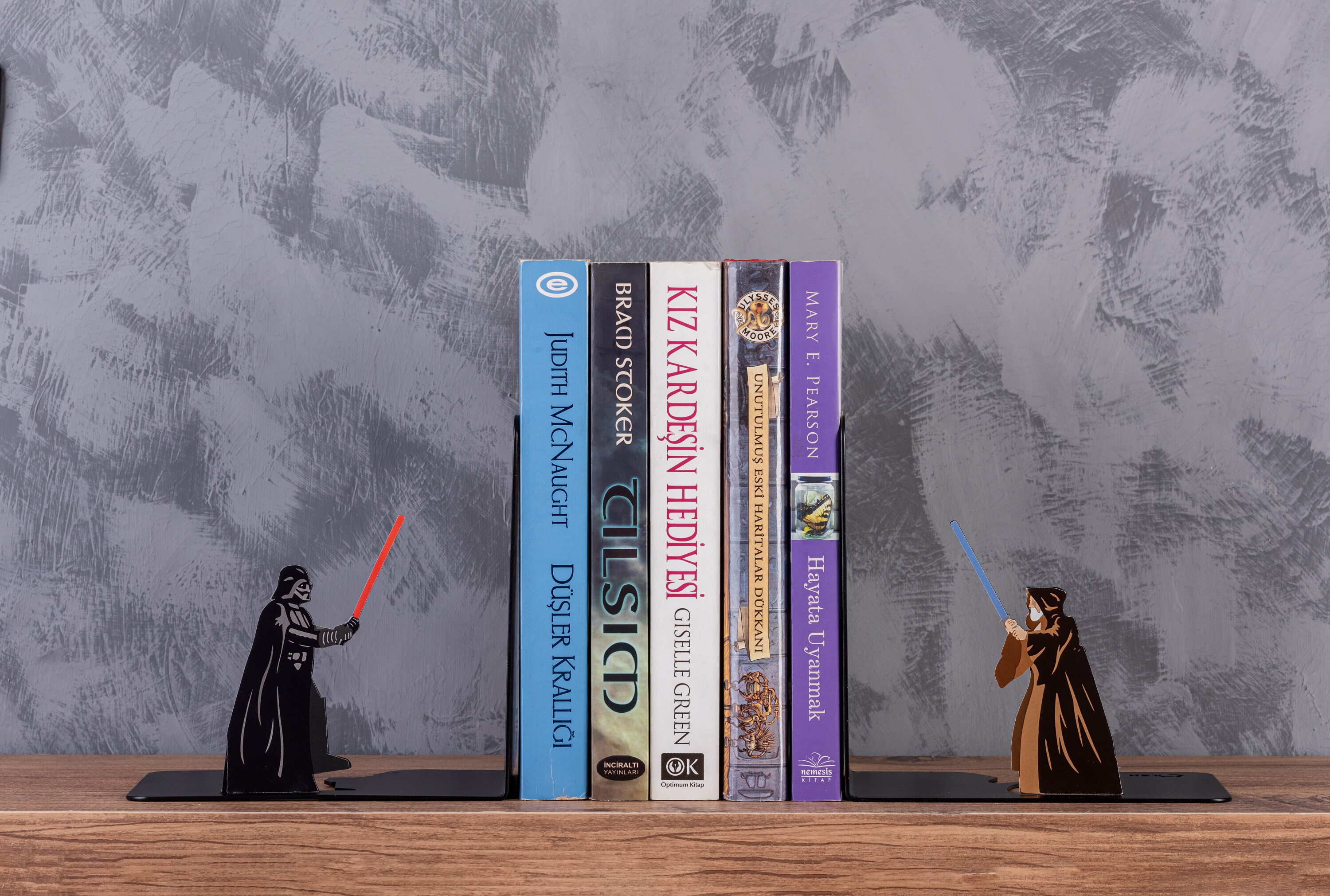 Obi-wan Vs. Darth Vader Fight Bookend,metal Book Holder,star Wars ...
