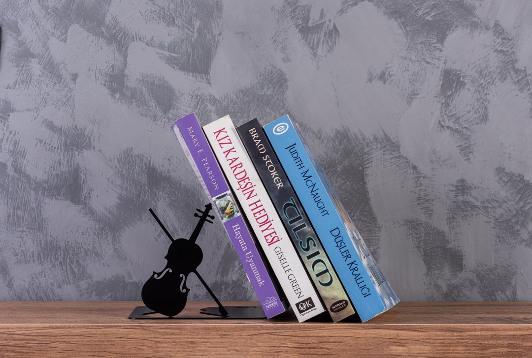 Violin Bookend Metal Book Holder,music Bookends, Decorative Bookends ...