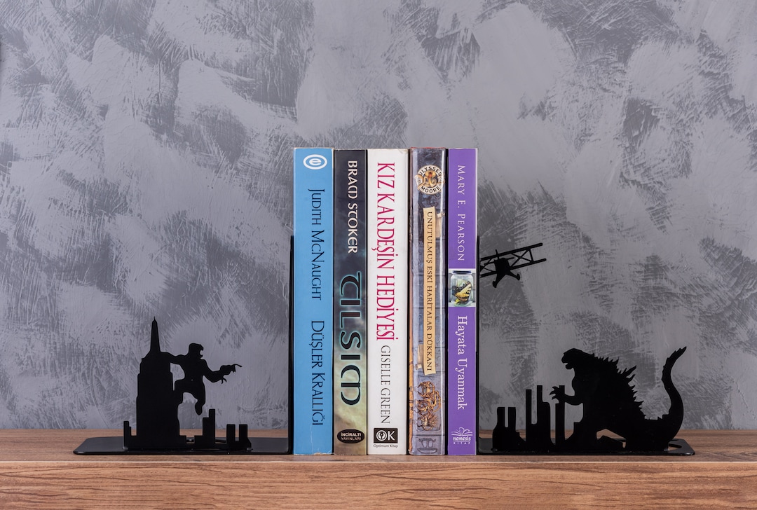 Godzilla Vs King Kong Metal Bookends, Movie Decor - Etsy