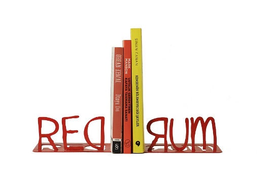 Redrum Crime Novel Bookend Metal Book Holder, Horror Bookends ...