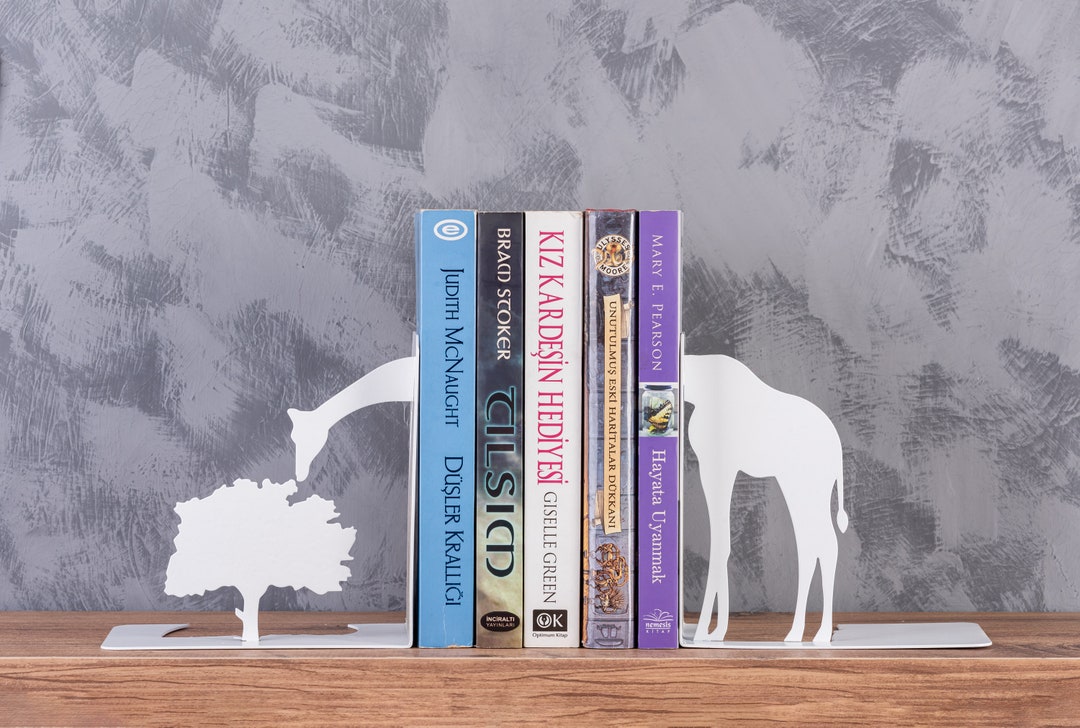 Giraffe Bookends: Metal Animal Book Holder, Wildlife Decor,nature - Etsy