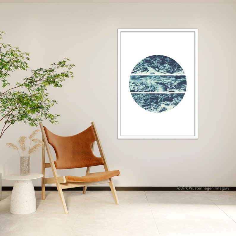 Cyan Blue Ocean Waves Triptych Printable. Abstract Wave - Etsy