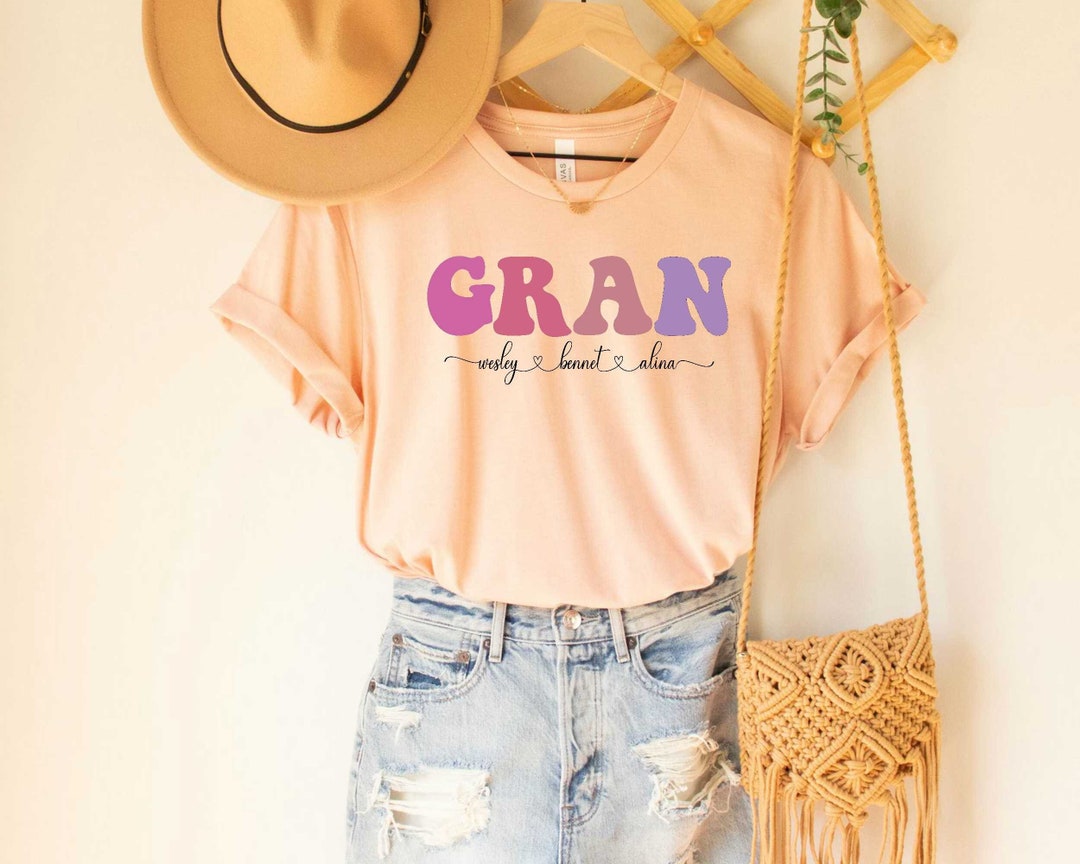 Custom Gran With Kids Names Shirt for Grandma - Etsy