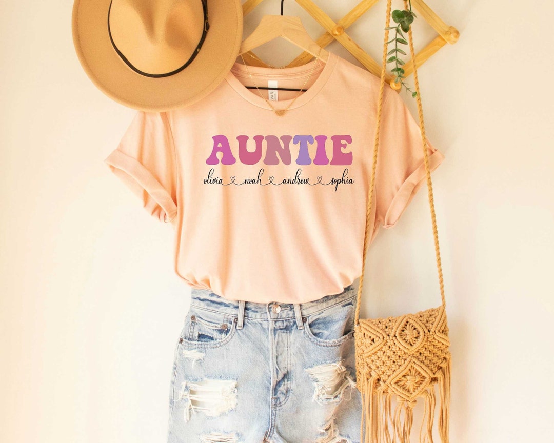Personalized Auntie With Nephew's Names Shirt, Custom New Auntie Gift ...