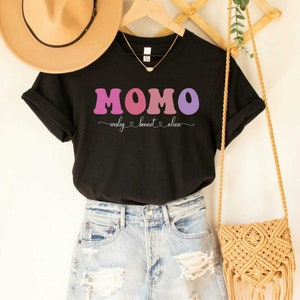 Custom Momo With Kids Names Shirt for Grandma - Etsy