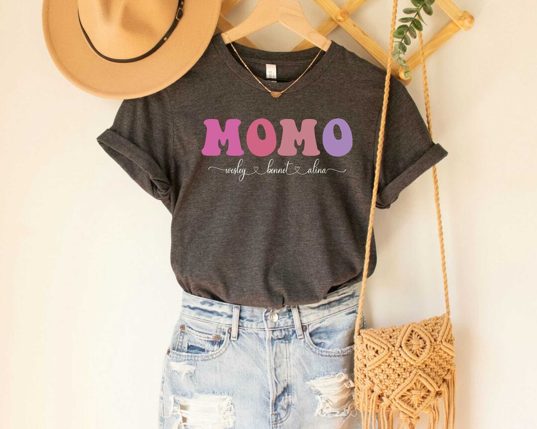 Custom Momo With Kids Names Shirt for Grandma - Etsy