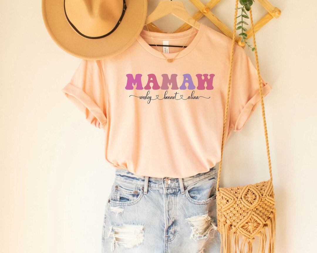 Custom Mamaw With Kids Names Shirt for Grandma - Etsy