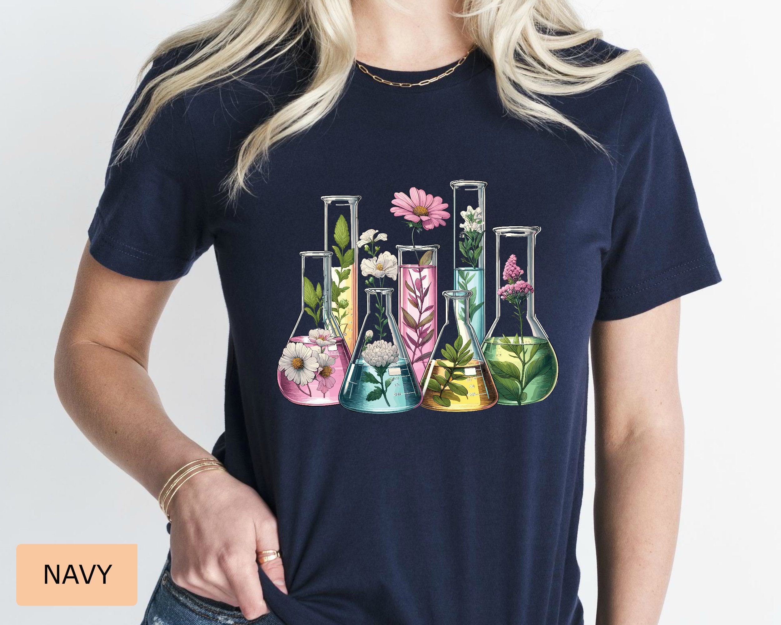Floral Beakers Chemistry Shirt Lab Scientist Shirt Medical Lab ...