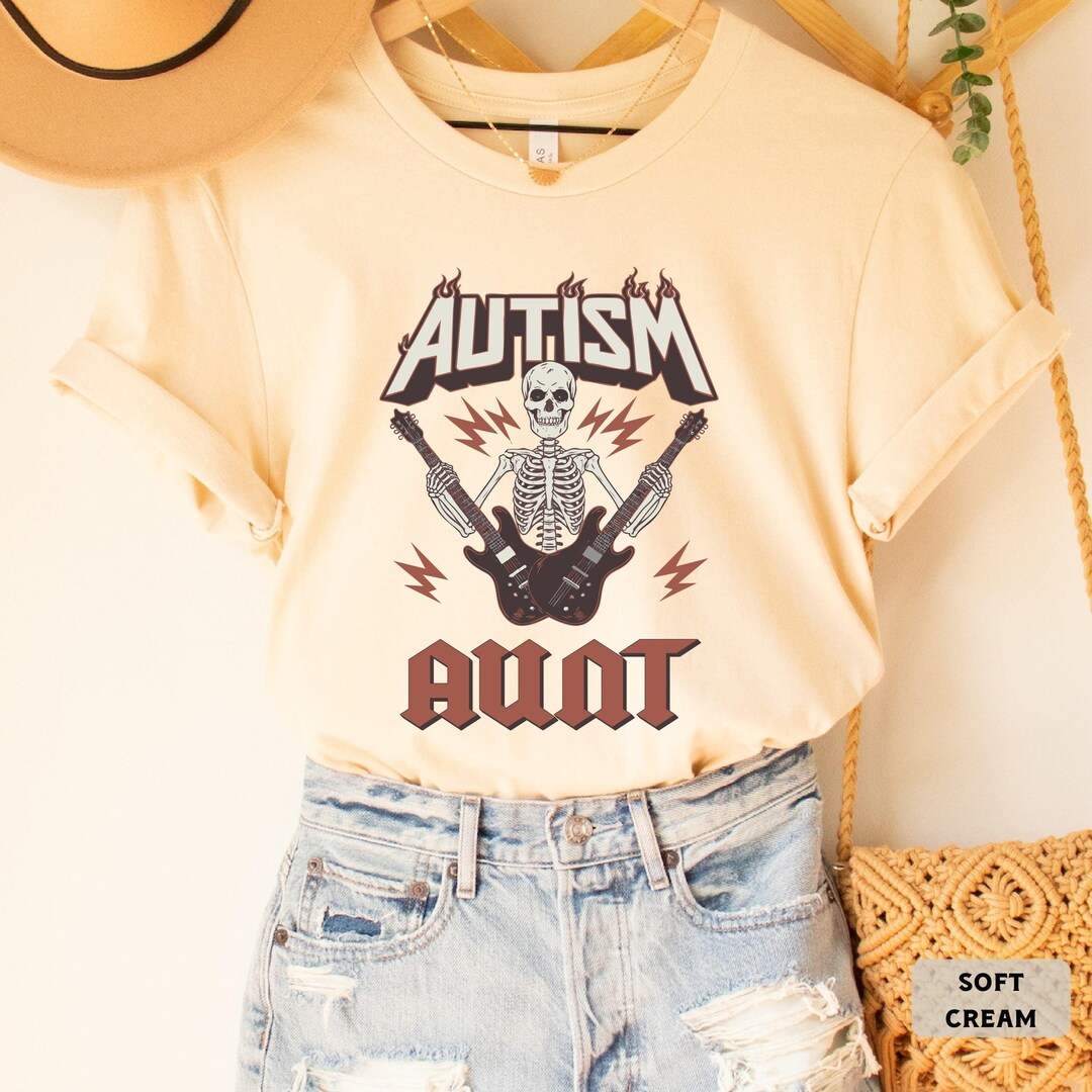 Autism Aunt Shirt: Rocker Skeleton, Neurodiversity Support Tee - Etsy