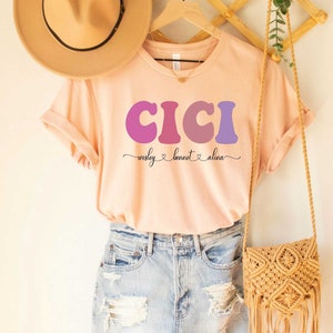 Custom Cici With Kids Names Shirt for Grandma - Etsy