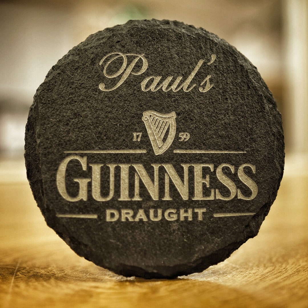 Guinness Gift Coaster Round Slate Personalised Coaster Guinness Drinker ...