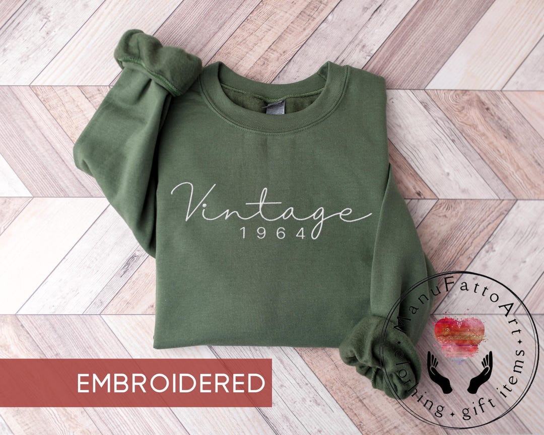 Custom Embroidered Vintage 1964 Sweatshirt, 60th Birthday Shirt, Bday ...