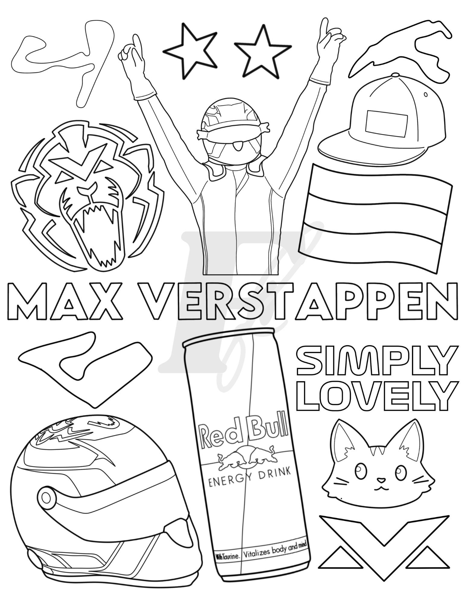 Max Verstappen Formula 1 Colouring Sheet F1 Driver Coloring - Etsy Canada
