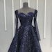 Dark Blue Custom Evening Dress Dark Blue Handcrafted Engagement Dresses ...
