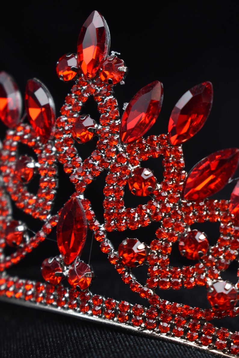 Red Crystal Bridal Tiara,ruby Red Bridal Headpiece,red Rhinestone ...