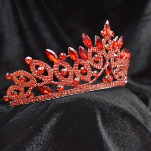 Red Crystal Bridal Tiara,ruby Red Bridal Headpiece,red Rhinestone ...