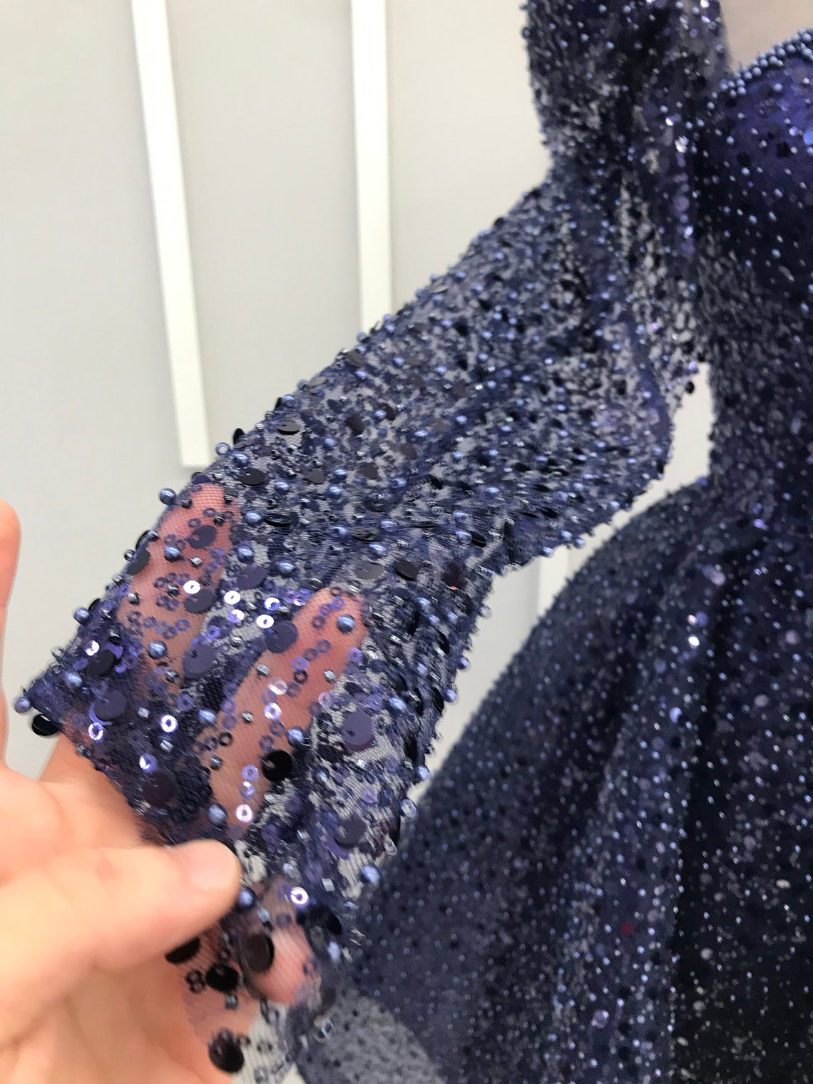 Dark Blue Custom Evening Dress Dark Blue Handcrafted - Etsy