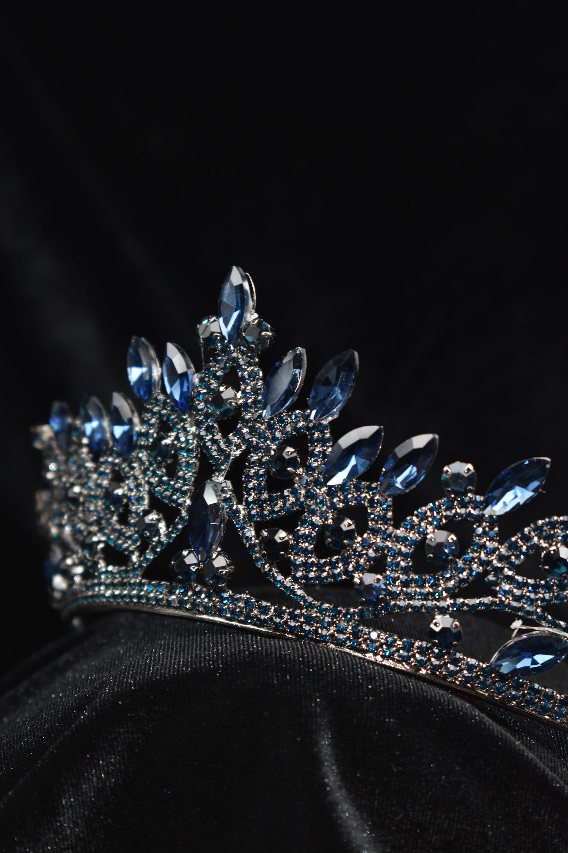 Navy Blue Bridal Crown,sapphire Blue Bridal Headpiece,luxury Blue ...
