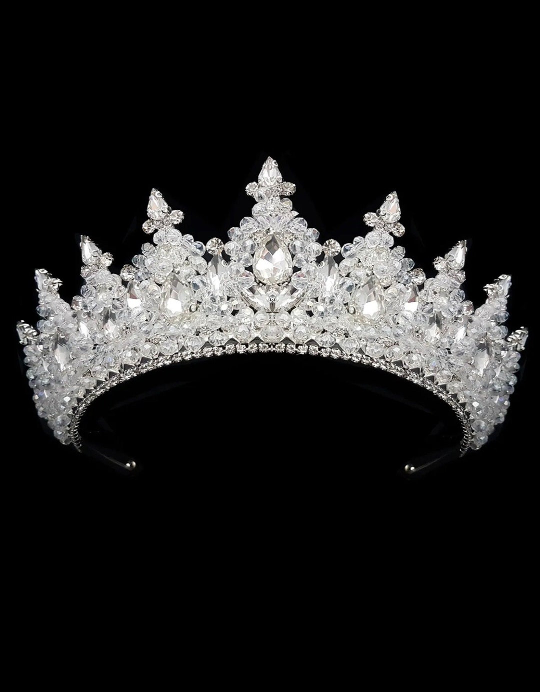 Elegant Princess and Bride Crown With Crystal Beads Embroidered,bridal ...