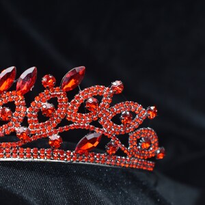 Red Crystal Bridal Tiara,ruby Red Bridal Headpiece,red Rhinestone ...